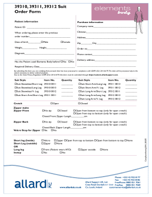 Fillable Online BODY and TROUSERS Order form Fax Email Print - pdfFiller
