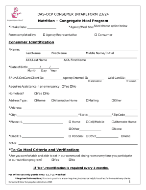 Fillable Online DAS-OCP CONSUMER INTAKE FORM 23/24 Nutrition Fax Email ...