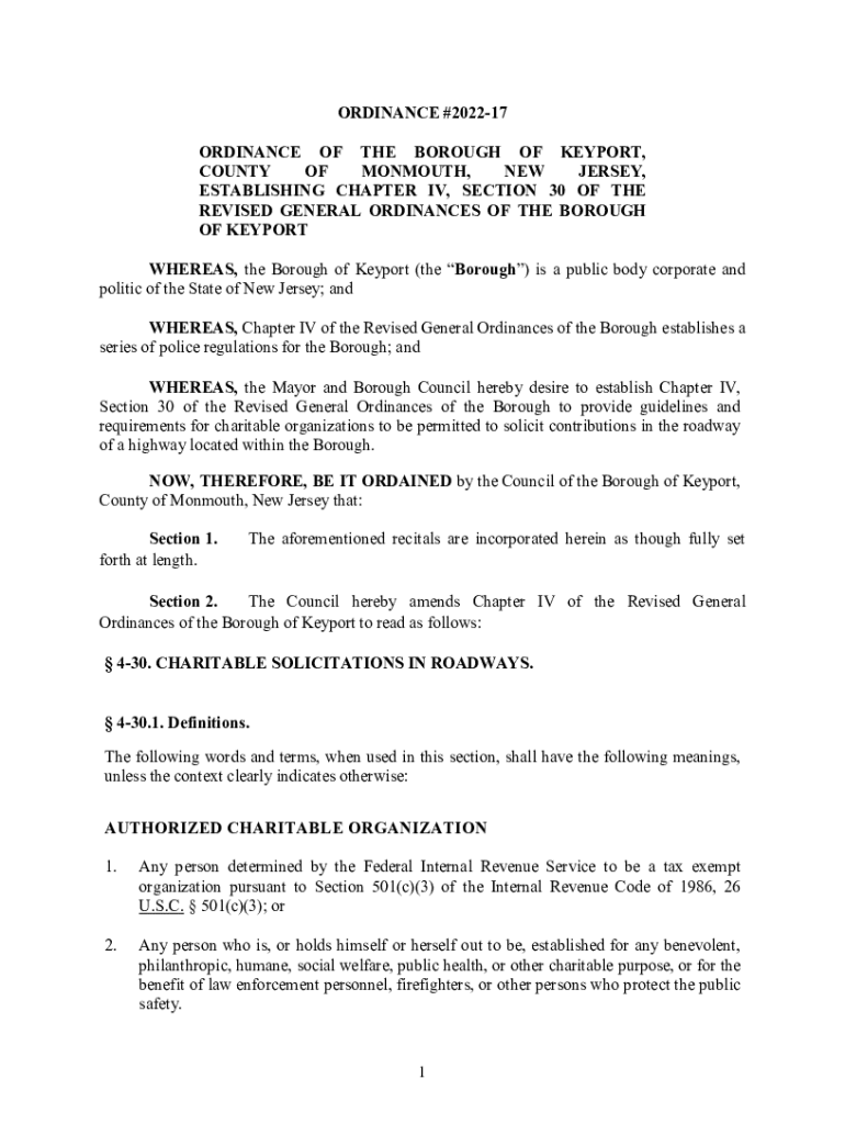 Fillable Online ORDINANCE #2022-17 Fax Email Print - pdfFiller
