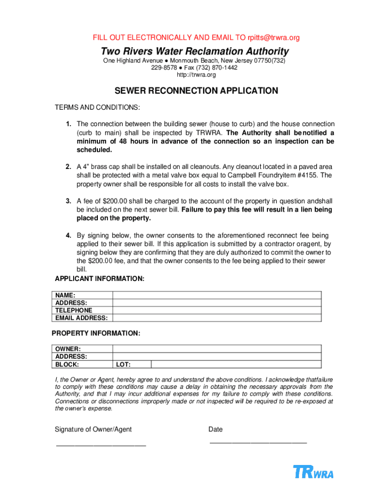 Fillable Online Two Rivers Water Reclamation Authority: Home Fax Email ...