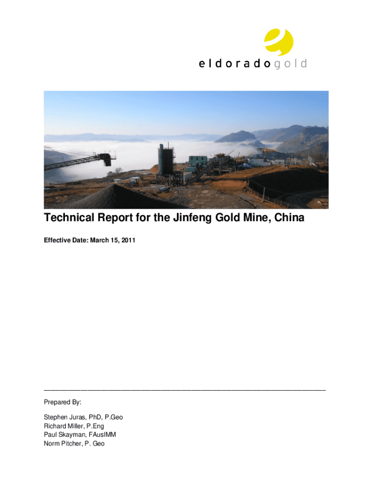 Fillable Online Technical Report for the Jinfeng Gold Mine, China Fax Email Print - pdfFiller