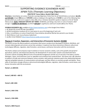 Fillable Online SUPPORTING EVIDENCE SCAVENGER HUNT: Fax Email Print ...