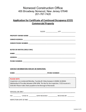 Fillable Online COMMERCIAL CCO Fax Email Print - pdfFiller