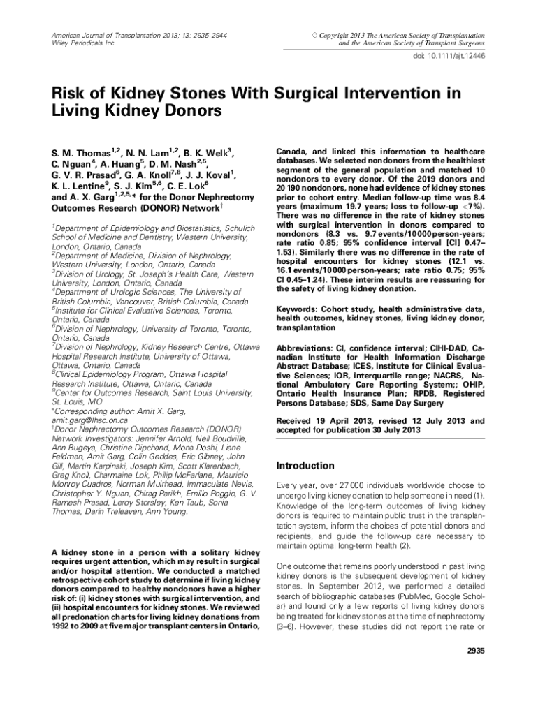 Fillable Online Risk of Kidney Stones With Surgical Intervention in ...