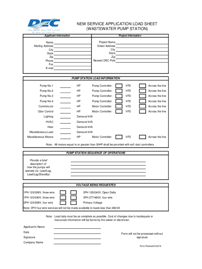 Fillable Online Pump Station Load Sheet.xls Fax Email Print - pdfFiller