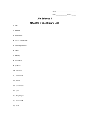 Fillable Online mn02204890 schoolwires 7th Grade, Life Science, Chapter ...