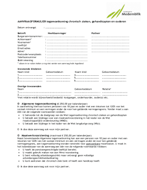 Invulbaar Online Aanvraagformulier tegemoetkoming chronisch zieken en ...