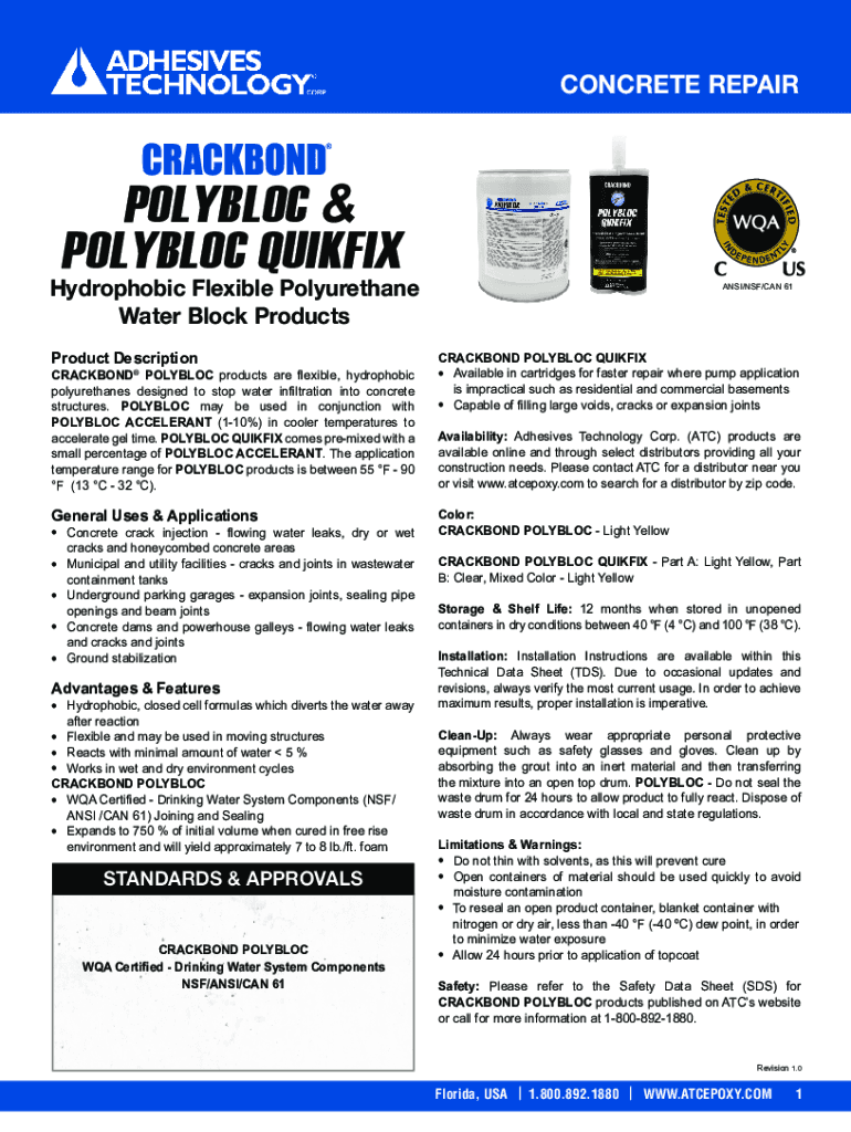Fillable Online Prime Flex 940 polyurethane resin - Leak Repair Fax Email Print - pdfFiller