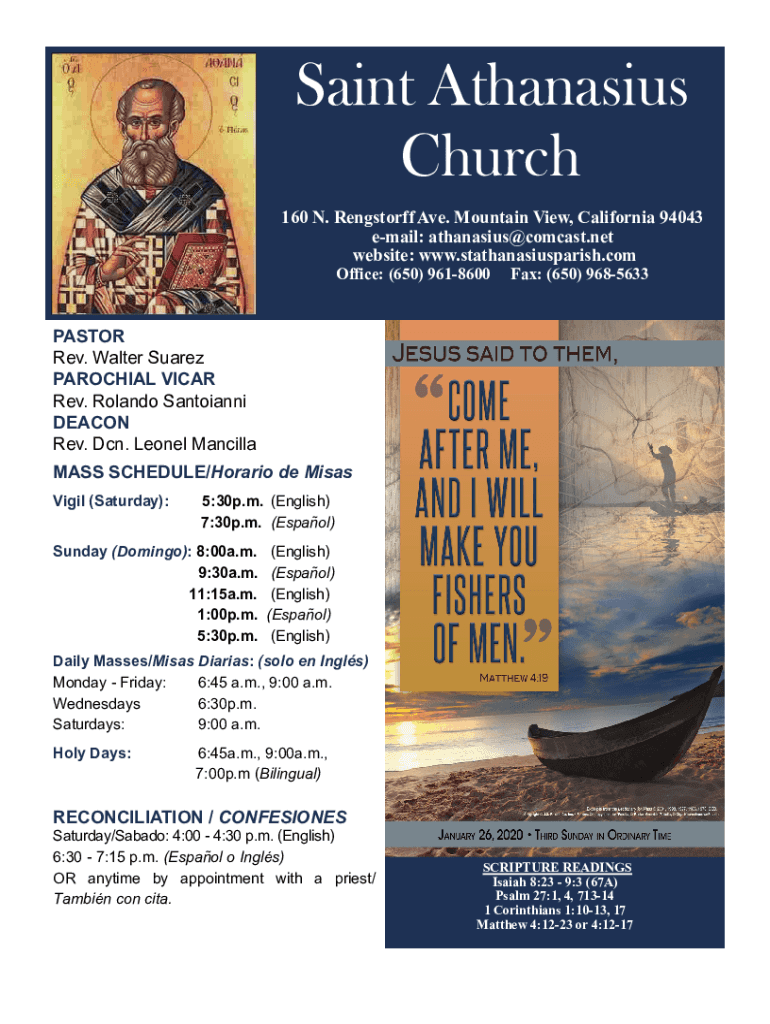 Fillable Online OR anytime by appointment with a priest/ Fax Email ...