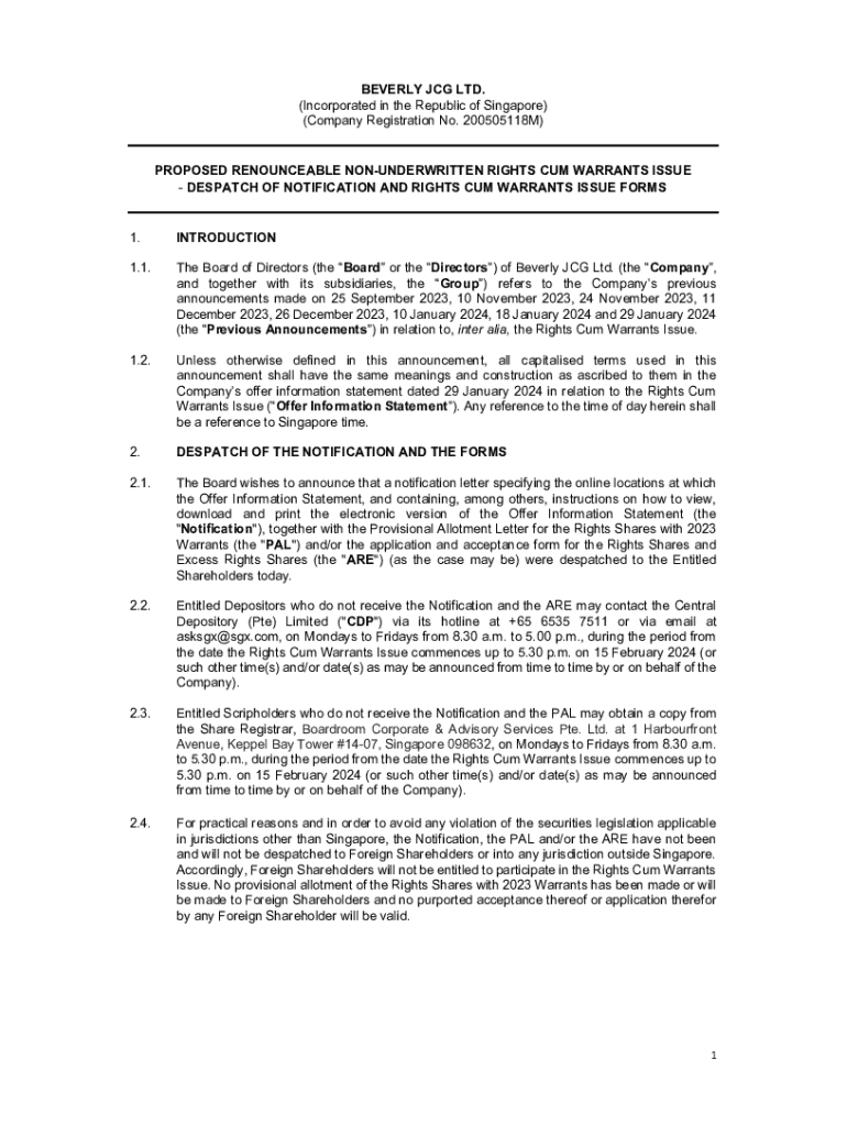 Fillable Online BJCG - Announcement on Despatch of Notification and ...