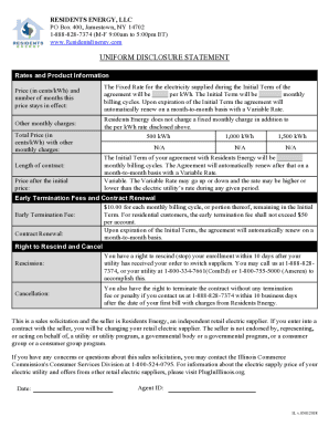 Fillable Online Fillable Online IL - Residents Energy - Electric - Variable Fax Email Print ...