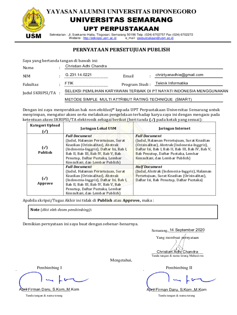 Fillable Online YAYASAN ALUMNI UNIVERSITAS DIPONEGORO Fax Email Print - pdfFiller