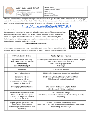 Fillable Online 2023-2024 8th Grade Course Selection Sheet Fax Email Print - pdfFiller