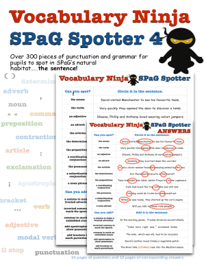 Fillable Online Vocabulary Ninja SPaG Spotter Can you spot? Circle it in ... Fax Email Print ...