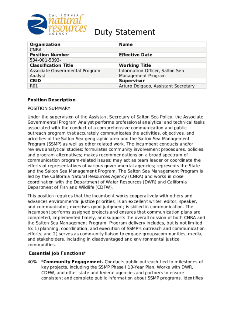 Job Posting: Deputy Assistant Secretary, Salton Sea ... - CA.gov Doc ...