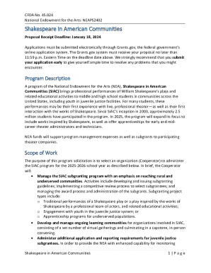 Fillable Online NEA Grants for Arts Projects 1, FY2025 Fax Email Print ...