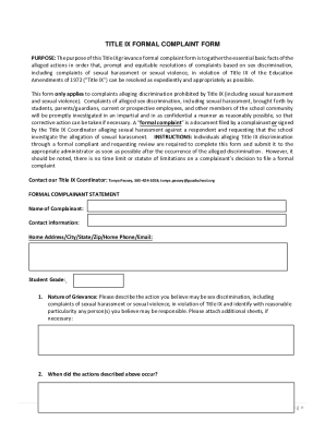 Fillable Online Title IX Complaint Procedure and Formal Complaint Form ...