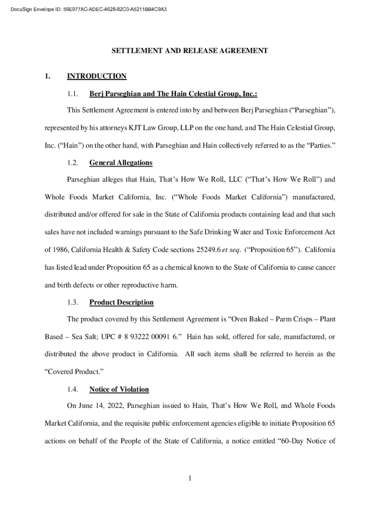 Fillable Online oag ca Berj Parseghian and The Hain Celestial Group ...