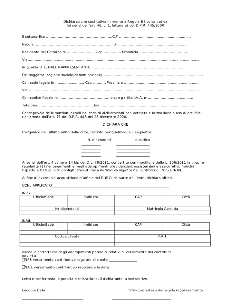 dichiarazione sostitutiva dell'atto di notorieta' sulla Doc Template ...