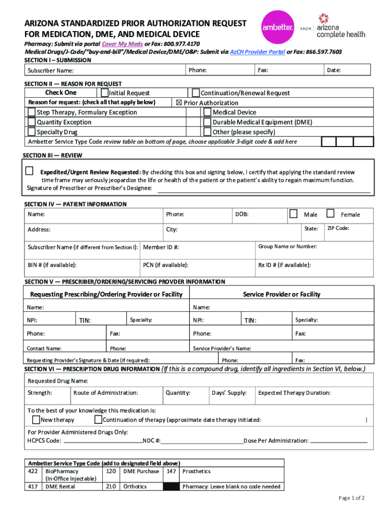 Fillable Online Ambetter DIFI Prior Authorization Form Requirements Fax Email Print - pdfFiller