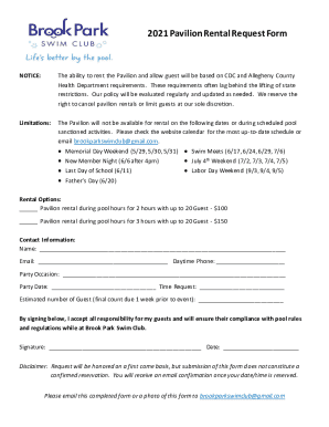 Fillable Online 2021 Pavilion Rental Request Form Fax Email Print ...