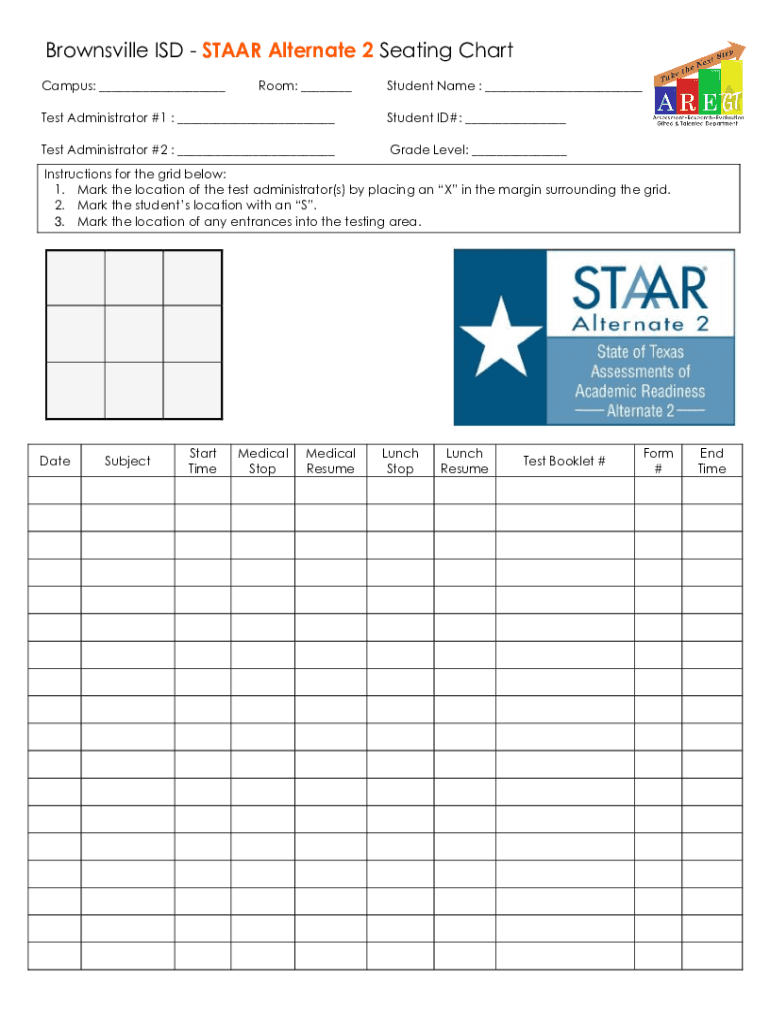 Fillable Online SeatChart8x8GridwithRoster. Test Administration Seating ...