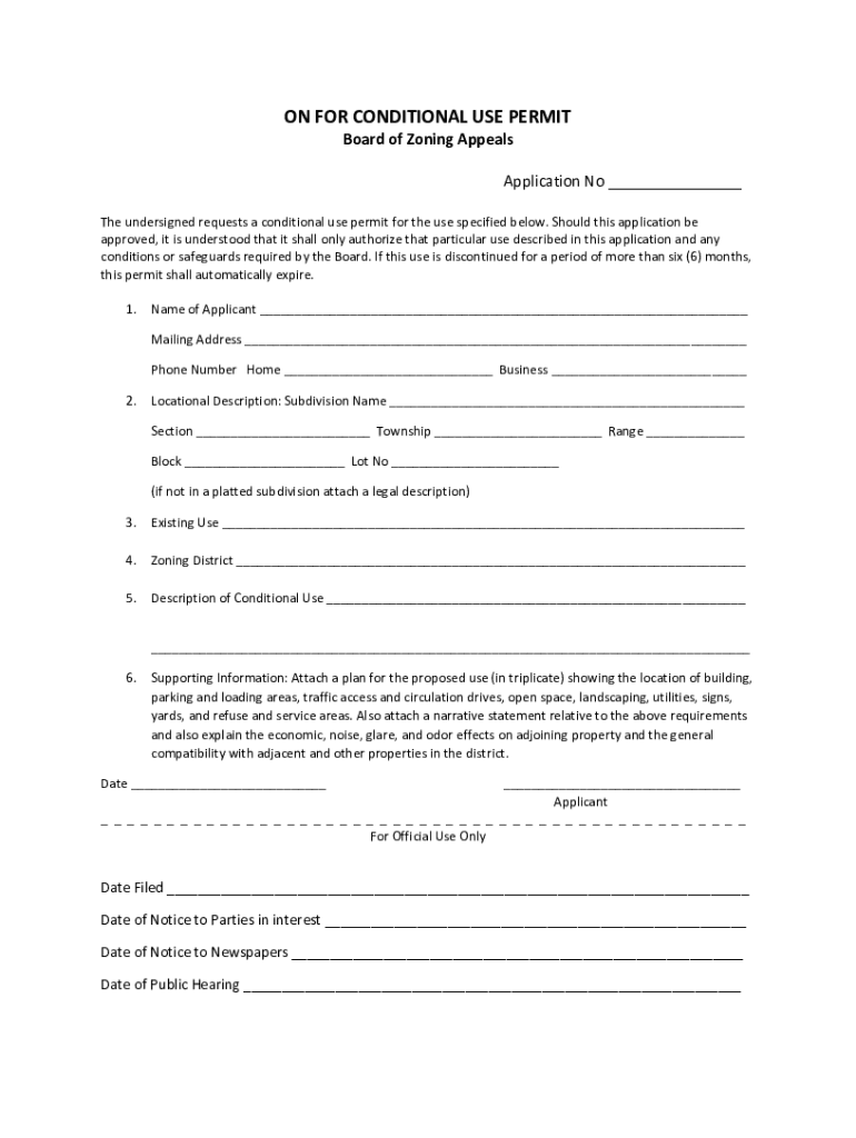 Fillable Online vil saint-henry oh (E) APPLICATION FOR CONDITIONAL USE PERMIT BOARD OF ... Fax ...