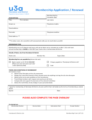 Fillable Online H&D u3a - Membership Form (v07.22) Fax Email Print ...