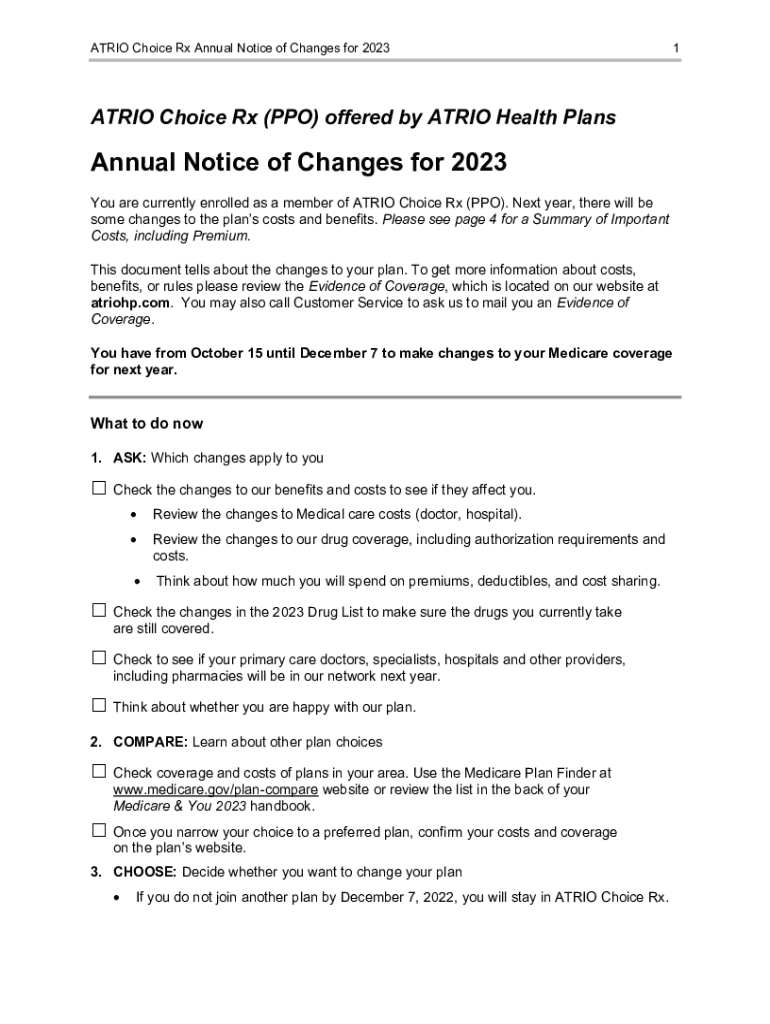 Fillable Online ATRIO Choice Rx Annual Notice of Changes for 2023 Fax ...