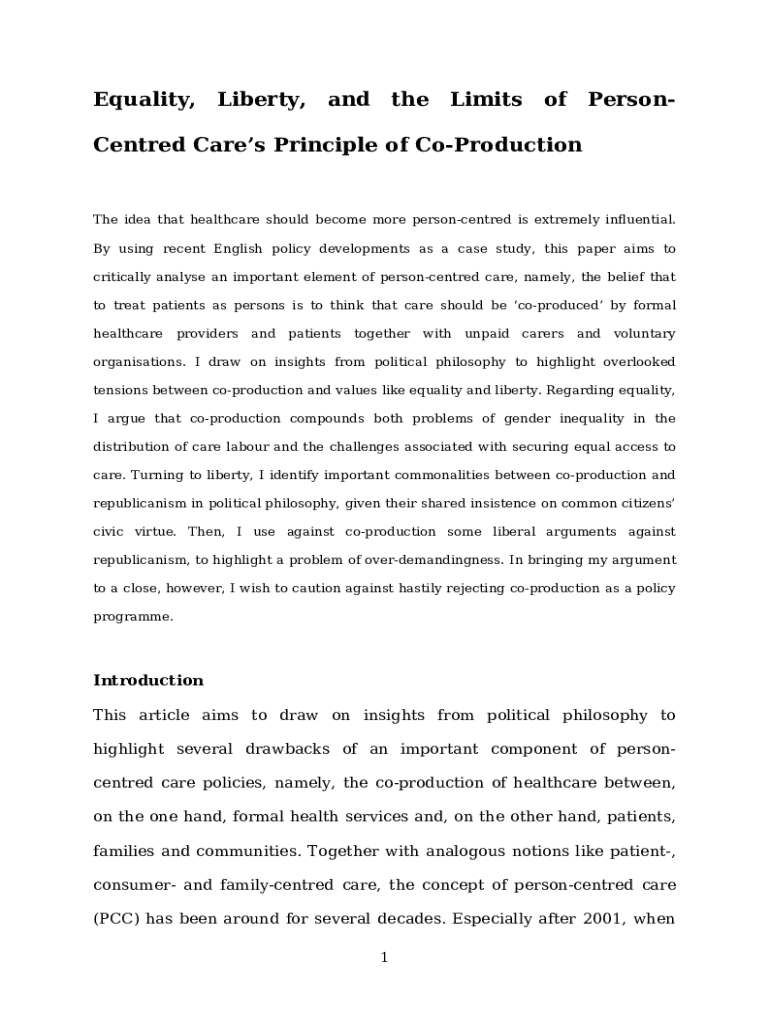 Equality, Liberty and the Limits of Person-centred Care's ... - eprints whiterose ac Doc ...