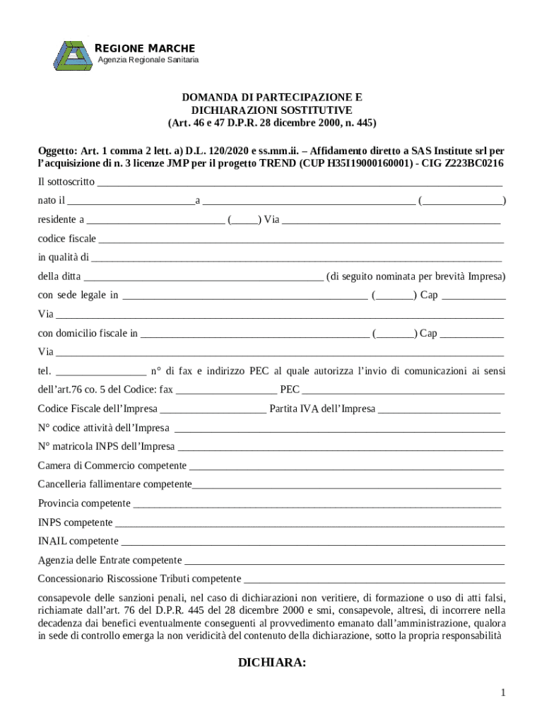 Dichiarazione sostitutiva ai sensi degli artt. 46 e 47 del ... - bandi ...