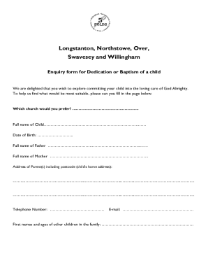 Fillable Online Water Baptism, Child Dedication and Wedding Forms Fax ...