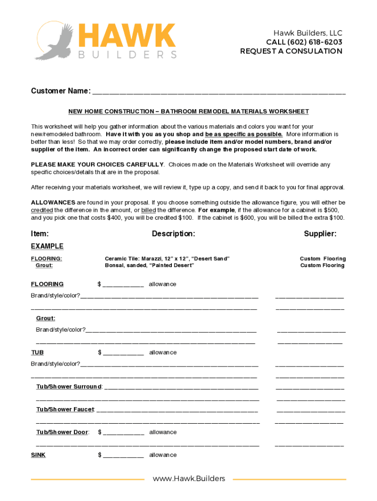 Fillable Online Bathroom-Remodel-Materials-Worksheet-.docx Fax Email ...