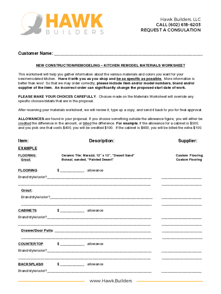 Fillable Online Kitchen-Remodel-Materials-Worksheet-.docx Fax Email ...