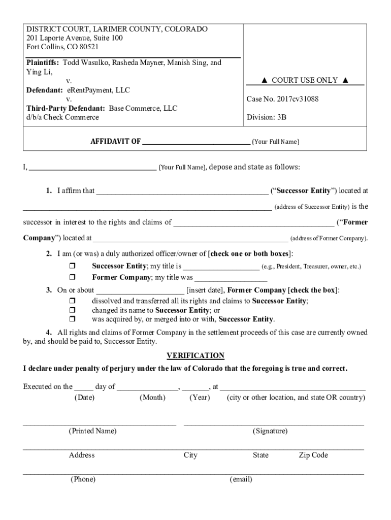 Fillable Online Affidavit-Successor-eRent Fax Email Print - pdfFiller