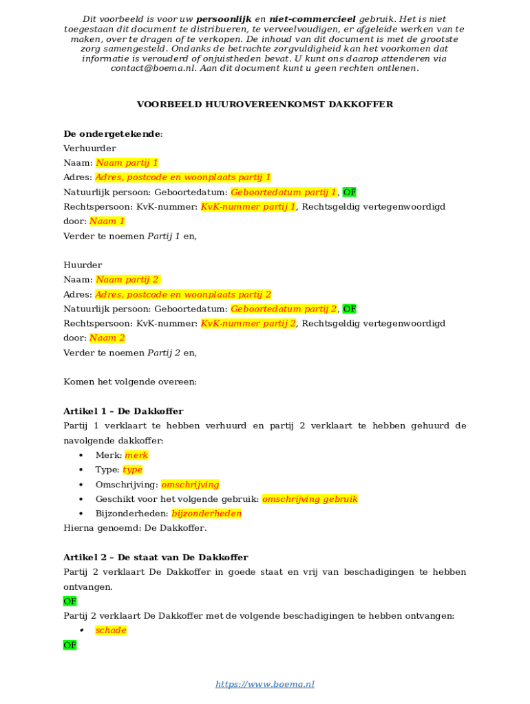 Huurcontract woning - Gratis Voorbeeld in Word Doc Template | pdfFiller