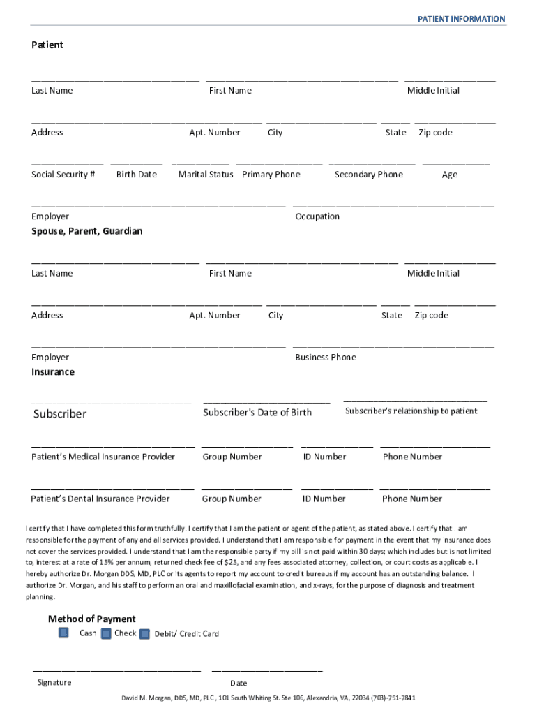 Fillable Online PATIENT INFORMATION Patient/Guardian Signature Fax ...