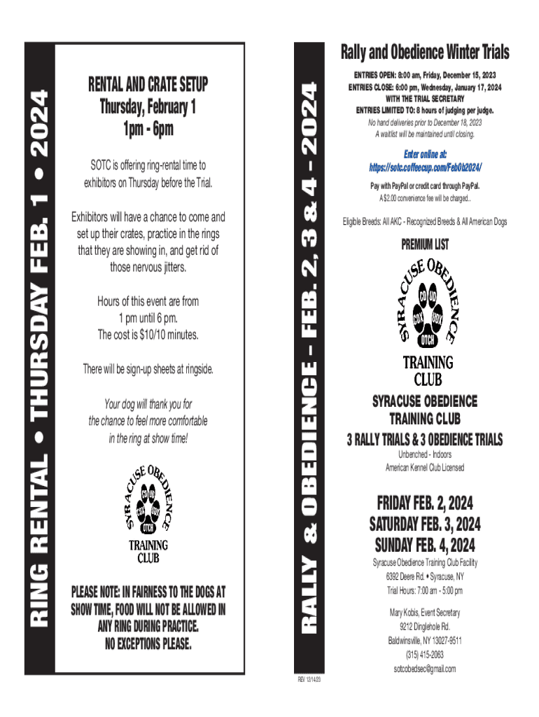 Fillable Online Rally and Obedience Trials Fax Email Print - pdfFiller