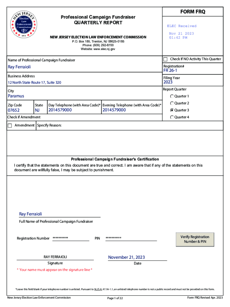 Fillable Online Electronic Filing For Quarterly Lobbying Reports Forms ...