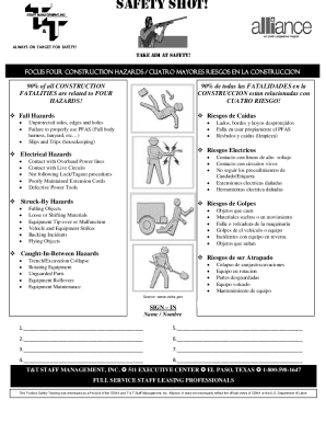 Fillable Online OSHA's Fatal Four - The leading causes of death in the ...