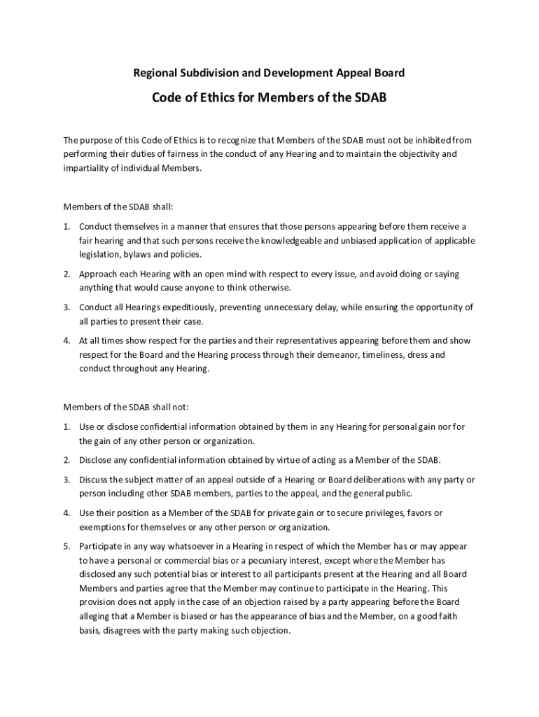 Fillable Online Subdivision and Development Appeal Board - Code of ...