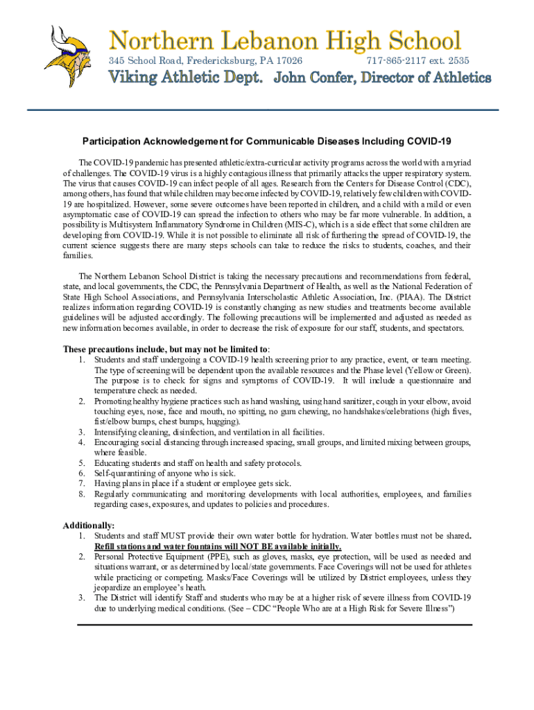 Fillable Online Participation Acknowledgement for Communicable Diseases ...