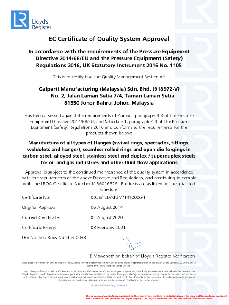 Fillable Online Galperti Manufacturing (Malaysia) Sdn Fax Email Print - pdfFiller