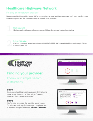 Fillable Online Healthcare Highways Network Finding your provider. Fax ...