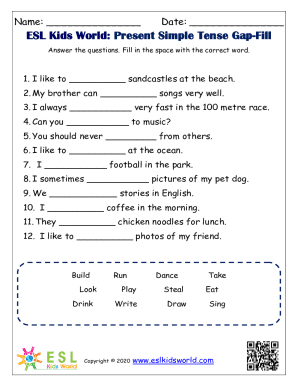 Fillable Online Present Simple Tense ESL Worksheets Fax Email Print ...