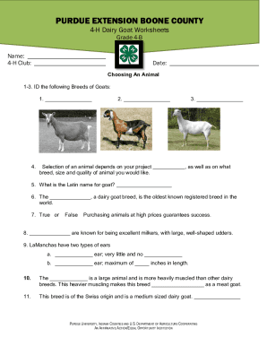 Fillable Online extension purdue 4-H GOAT ACTIVITY PAGE Fax Email Print ...