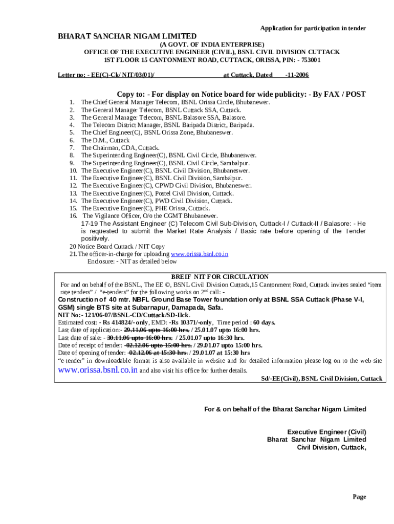Letter no: - EE(C)-Ck/ NIT/03(01)/at Cuttack, Dated-12- ... Doc ...