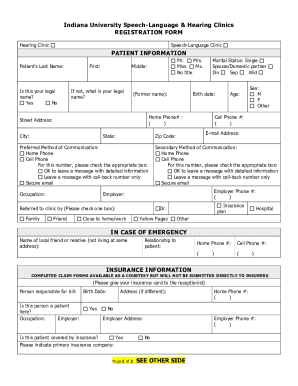 Fillable Online Intake Forms: IU Hearing Clinic: Clinics & Services Fax ...