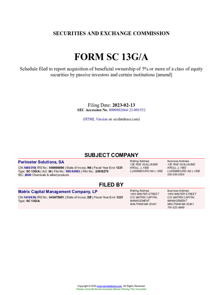 Fillable Online Perimeter Solutions, SA Form SC 13G/A Filed 2023-02-13 ...
