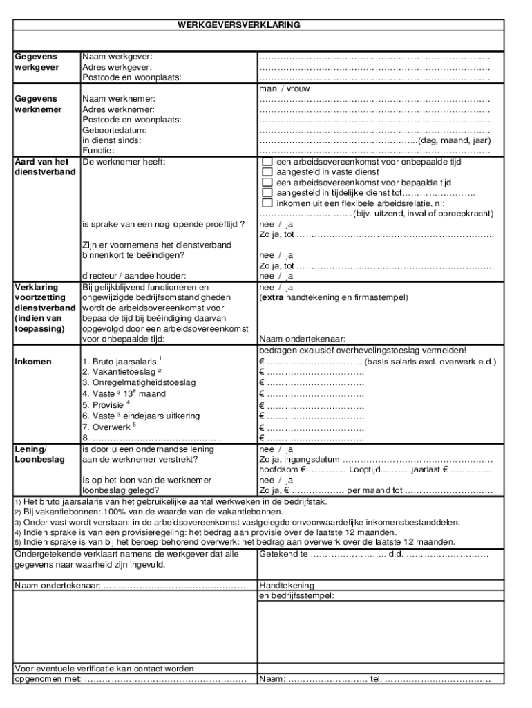Invulbaar Online De werkgeversverklaring - PDF Gratis download ...